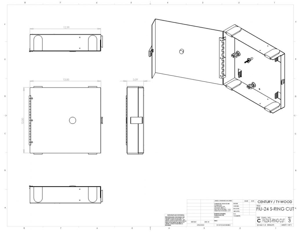 Ring Cut Splice Fiber Optic Wall Mount Enclosure-24-Port, Ring CutTakes ...