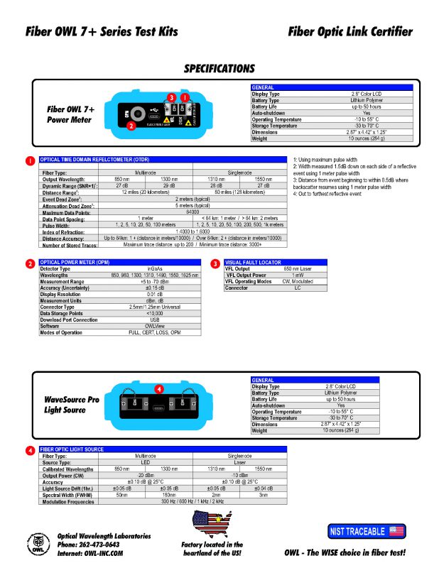 Fiber Owl 7 +Multimode Tier 2 Fiber Certifier w/OTDR. Power Source NOT ...