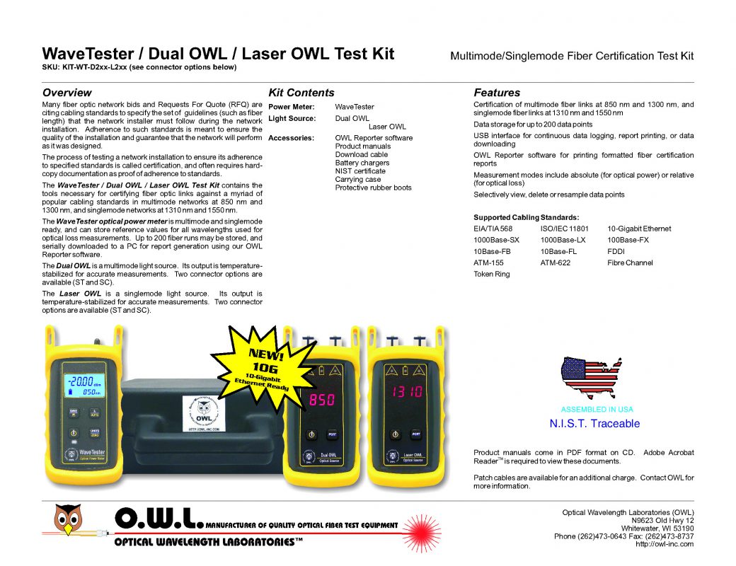 WaveTester meter and 850/1300nm multimode source (ST or SC connector ...