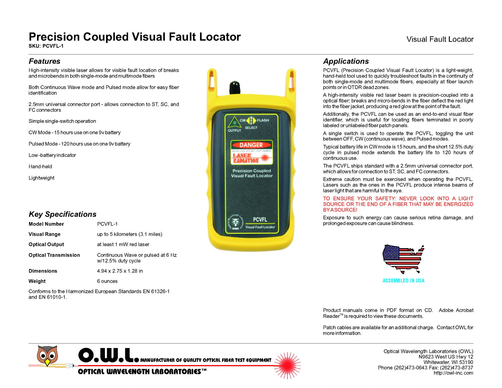 Heavy Duty Precision Coupled Visual Fault Locator with Universal ...